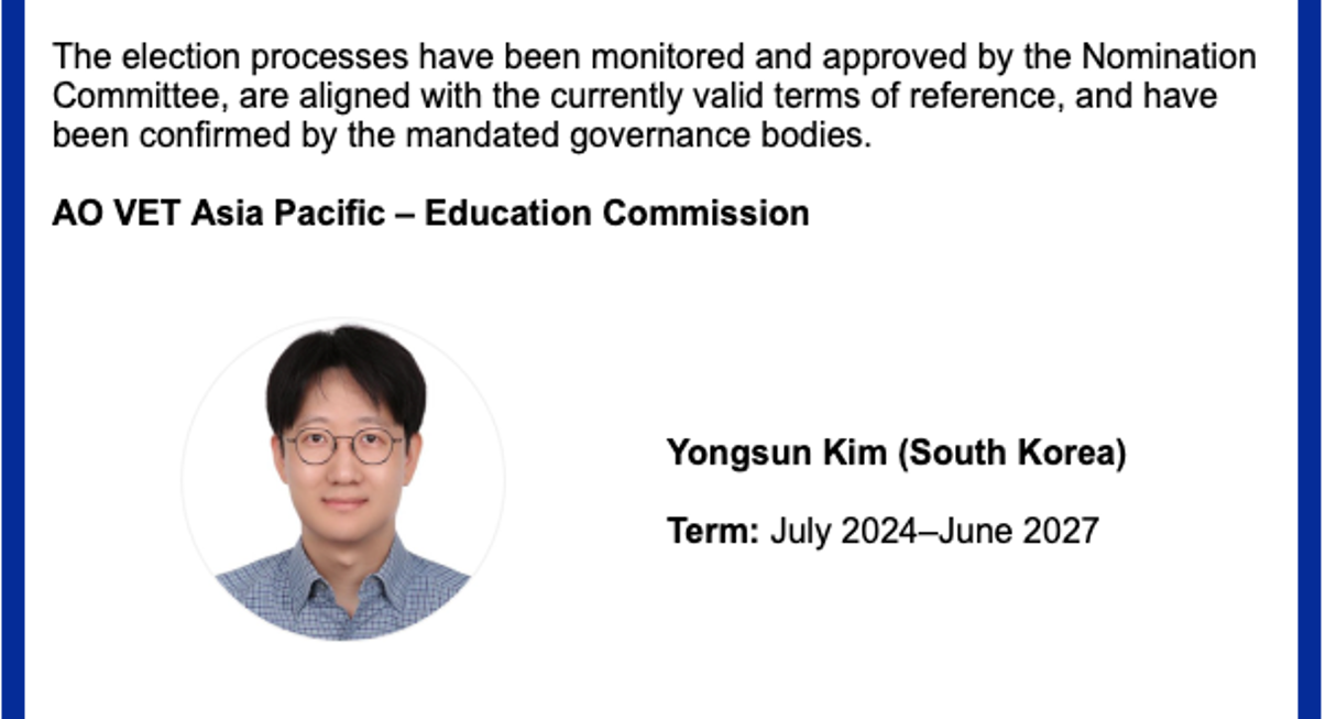 김용선 원장, 한국인 최초 AOVET 아시아 태평양 지부 교육위원 선정 – 데일리벳
